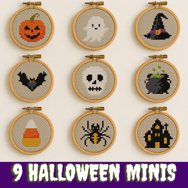 Halloween Mini Cross Stitch Pattern: Ghost, Pumpkin, Skull (PDF ...