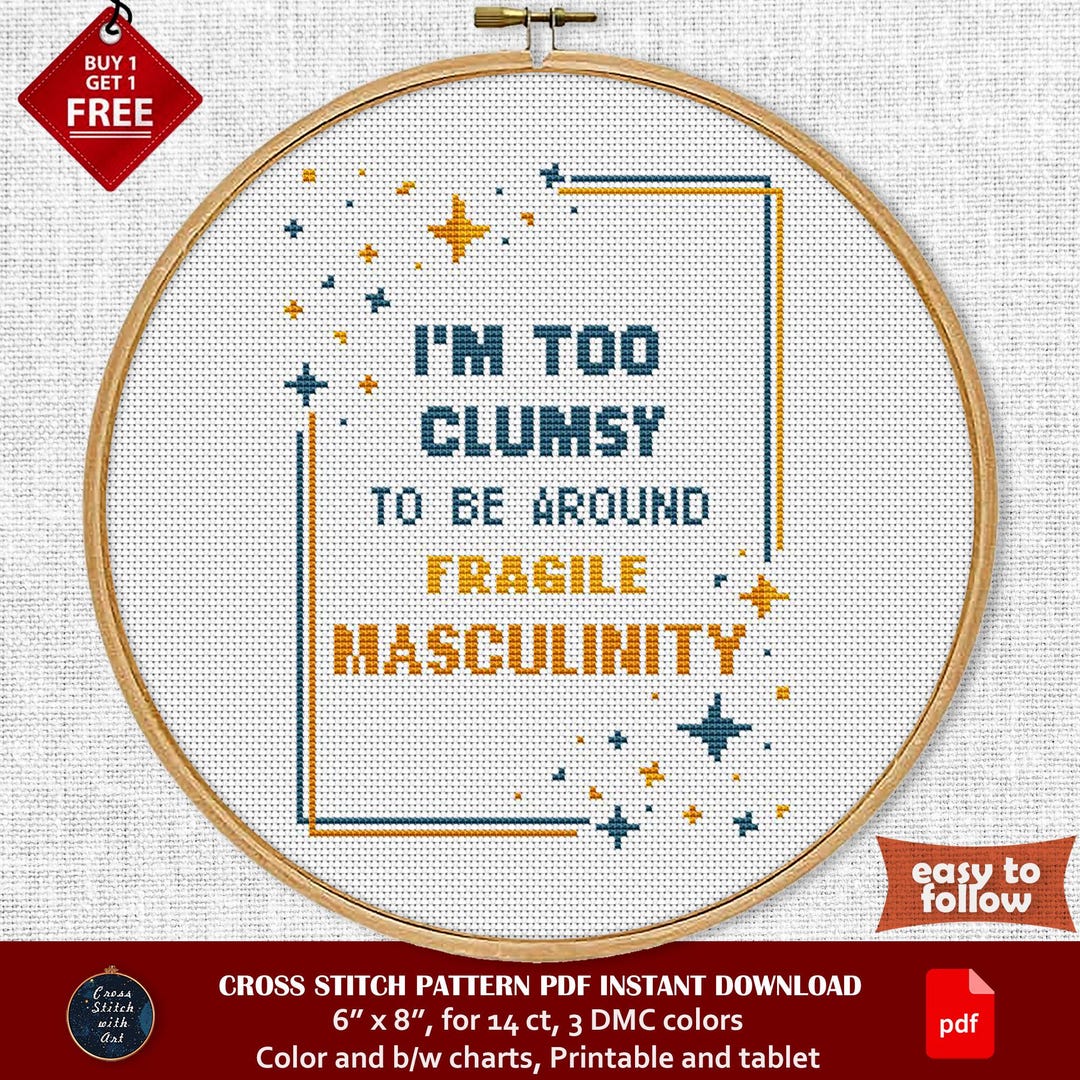 Fragile Masculinity Cross Stitch Pattern. Funny Cross Stitch PDF ...