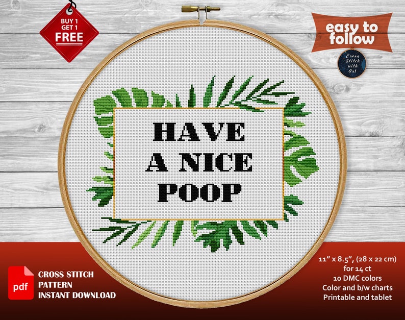 Have a Nice Poop Cross Stitch Pattern. Snarky Cross Stitch - Etsy