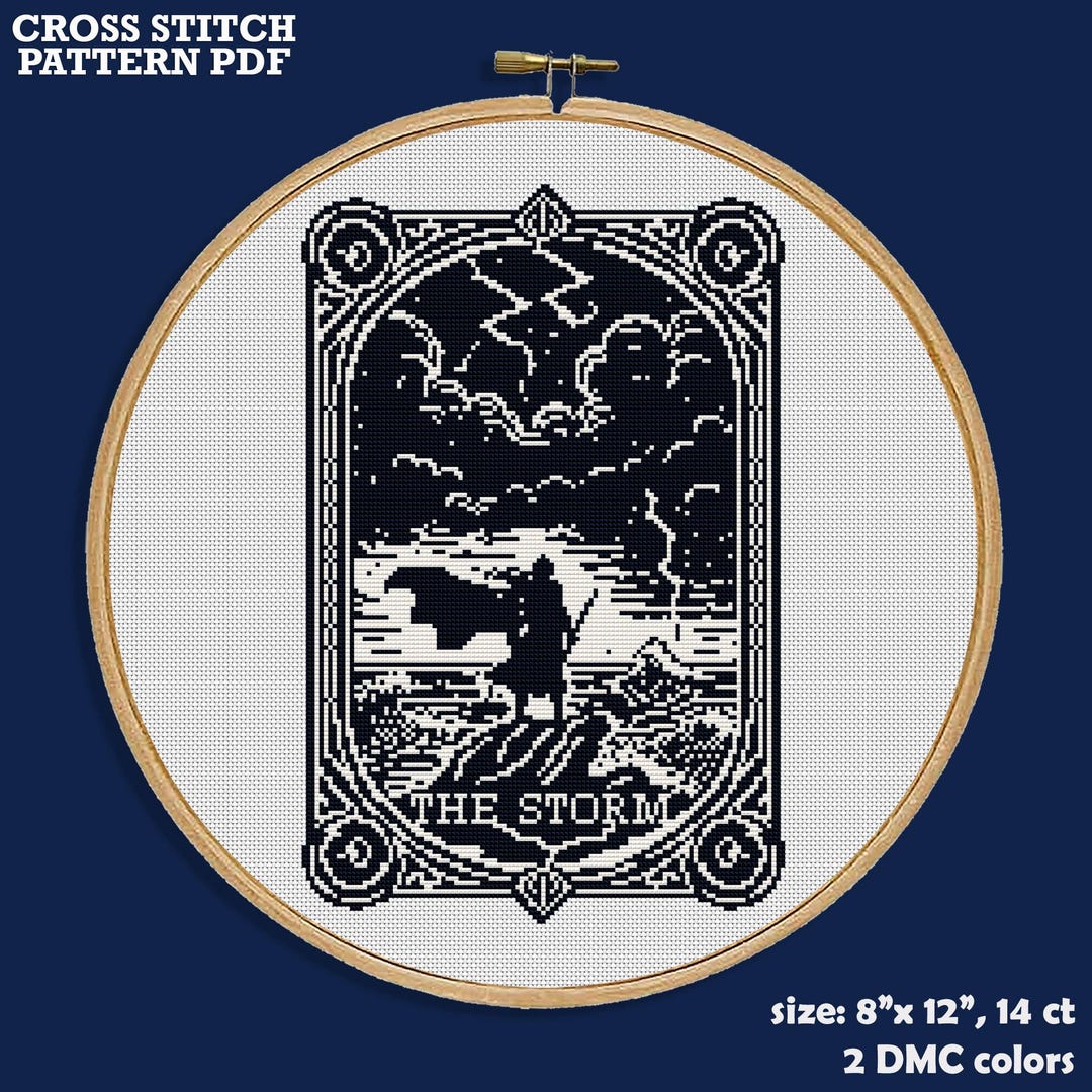 The Storm - Tarot Cross Stitch Pattern PDF. Gothic Dark Embroidery ...
