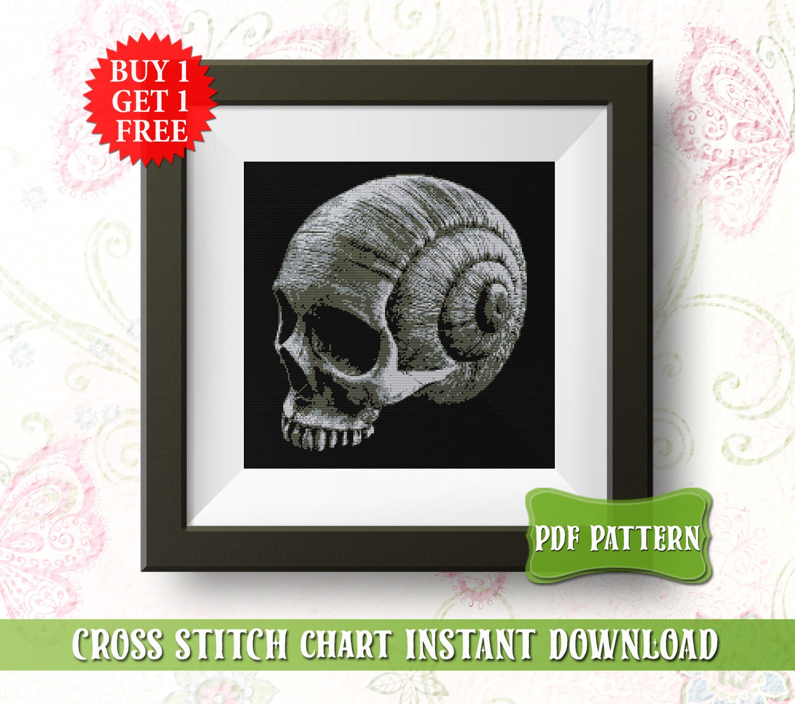 Skull Cross Stitch Pattern Modern Anatomy Cross Stitch Skull | Etsy