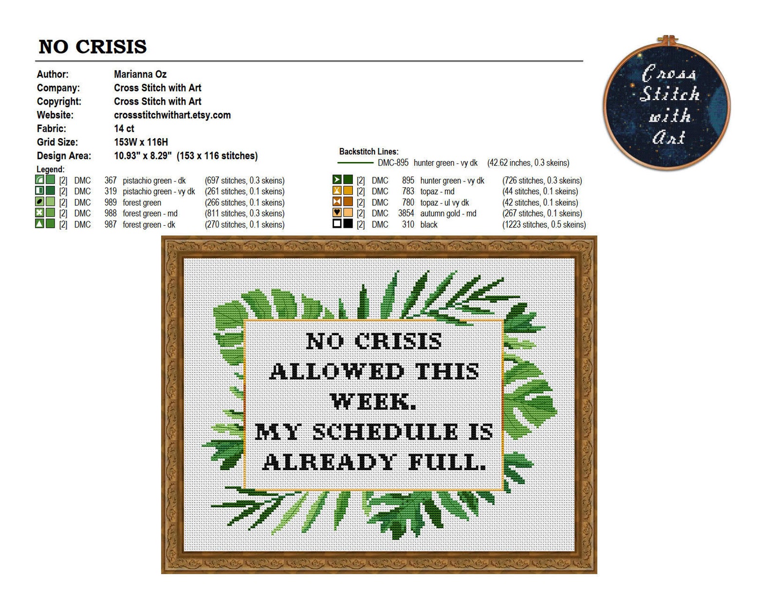 No Crisis Allowed Cross Stitch Pattern. Snarky Cross Stitch Sarcastic ...