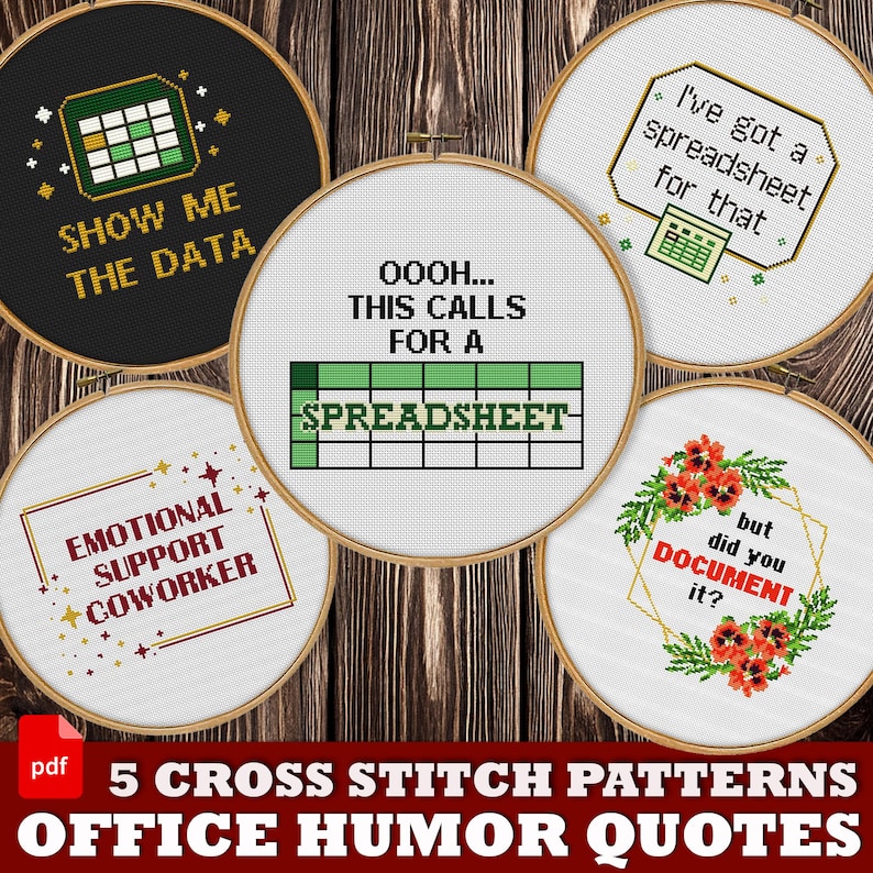 Funny Office Quotes Cross Stitch Patterns Bundle (PDF) Corporate ...