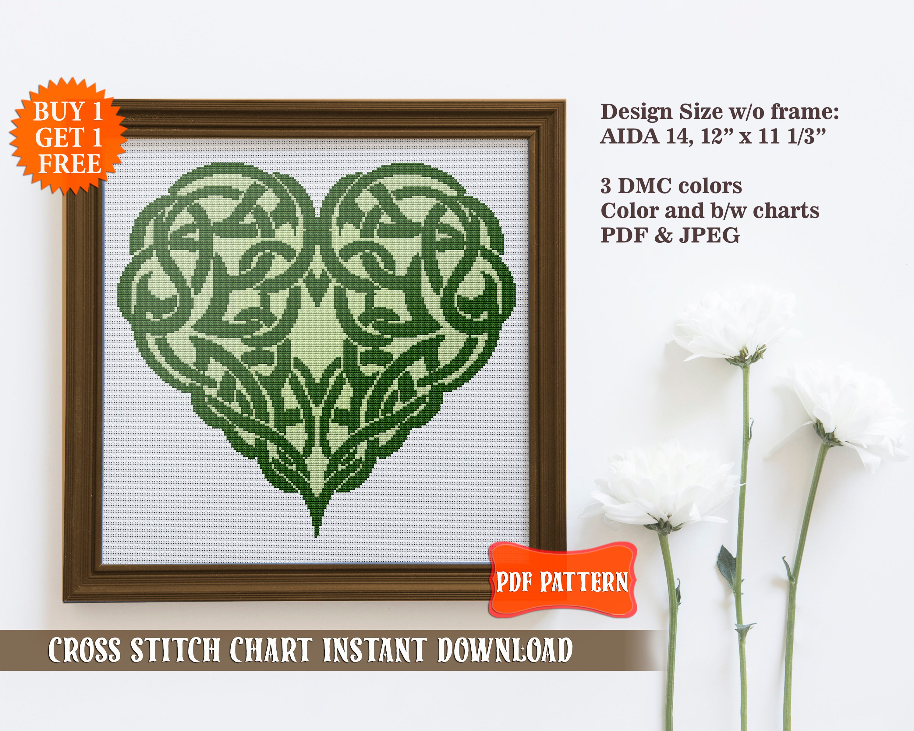 Celtic Heart Cross Stitch Pattern Celtic Ornament Celtic - Etsy