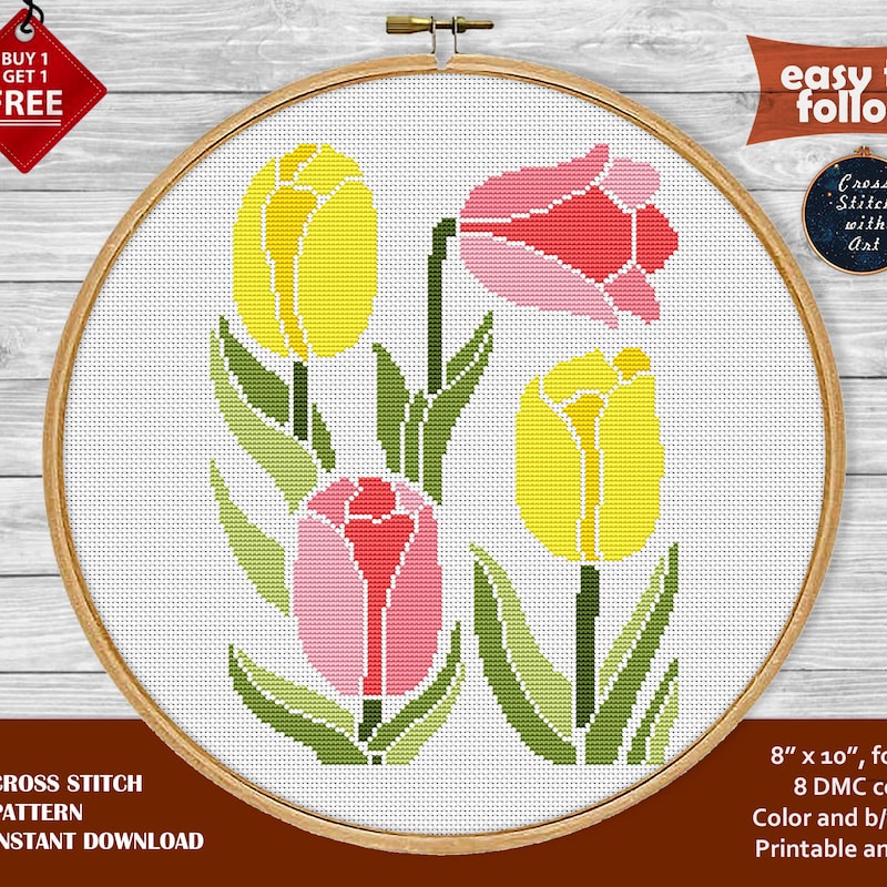 Tulip Cross Stitch - Etsy