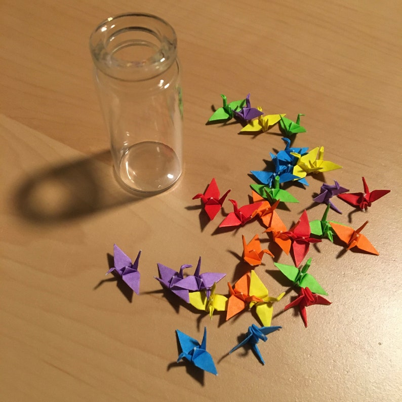 Keychain With Tiny Hand-folded Origami Cranes in a Small Jar - Etsy