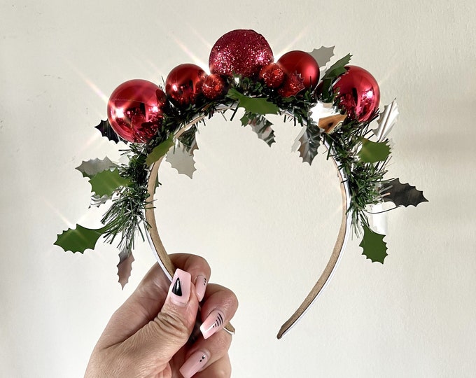 Holly Christmas Tinsel Headband Crown - Etsy