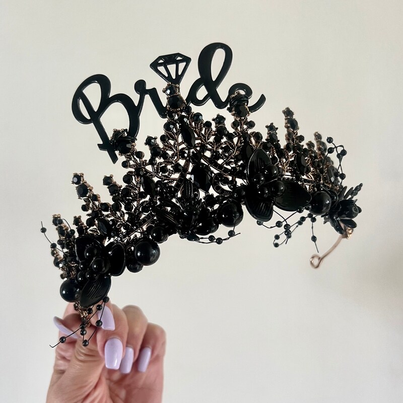 Black Gothic Bridal Tiara - Etsy UK
