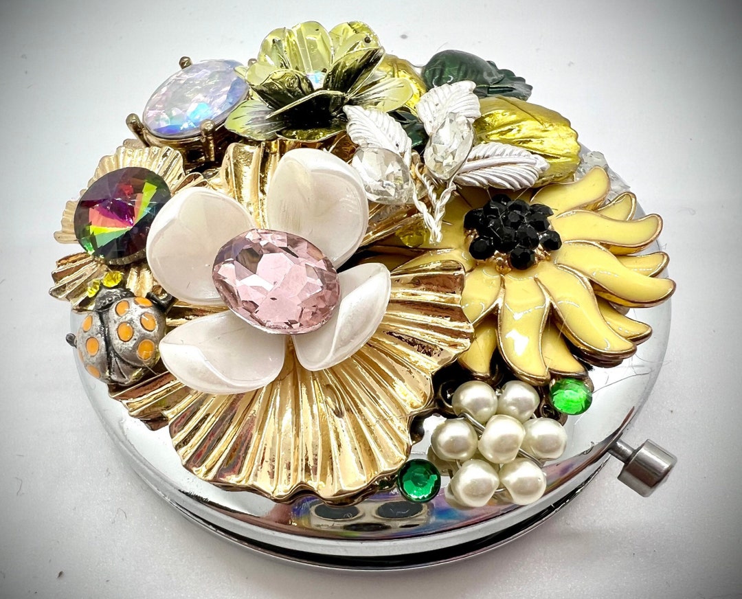 Decorative Hand Held Mirror With Flowers - Etsy