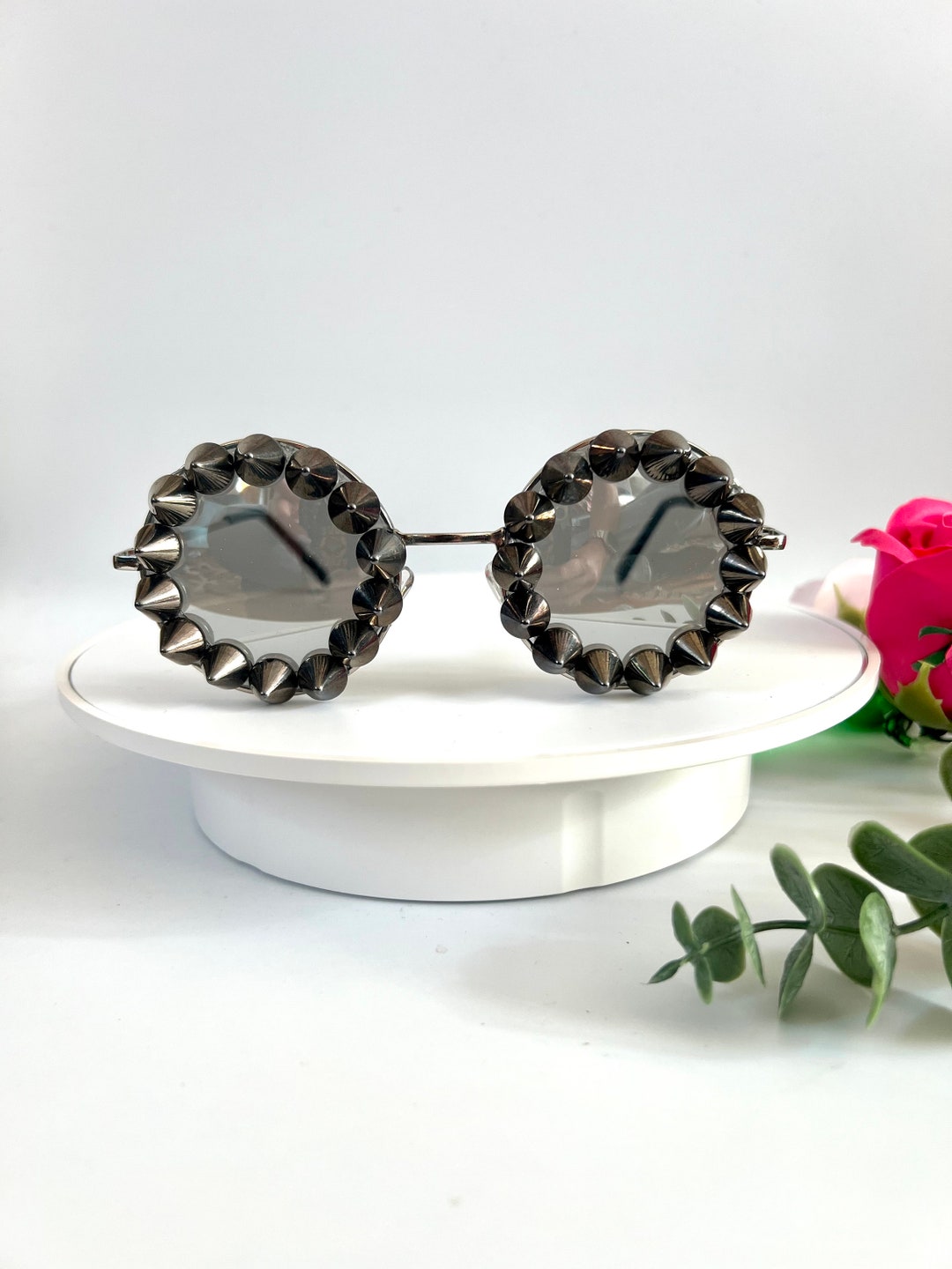 UNISEX Spike Festival Sunglasses Punk Clothing Accessories Round Silver ...