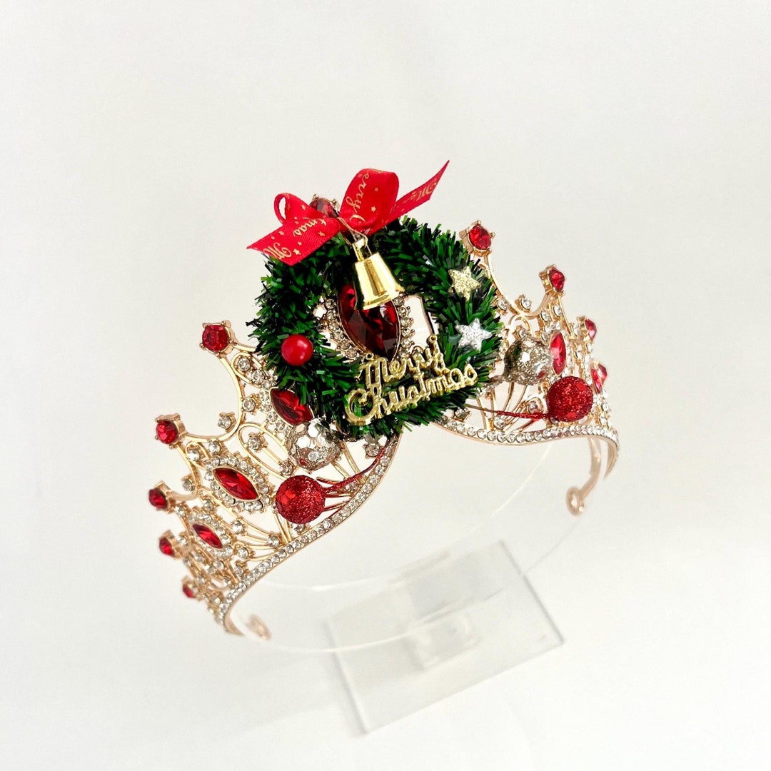 Christmas Crown, Red and Gold Festive Tiara, Metal Crowns for Christmas ...