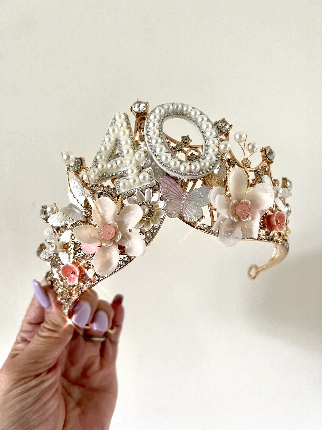 Gold 18th 20th 21st 30th 40th 50th Birthday Tiara Crown Flower - Etsy UK