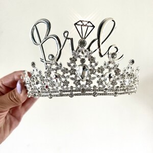 Silver Diamanté Bridal Shower Tiara Crown Engagement Gift Hen Do Bridal ...