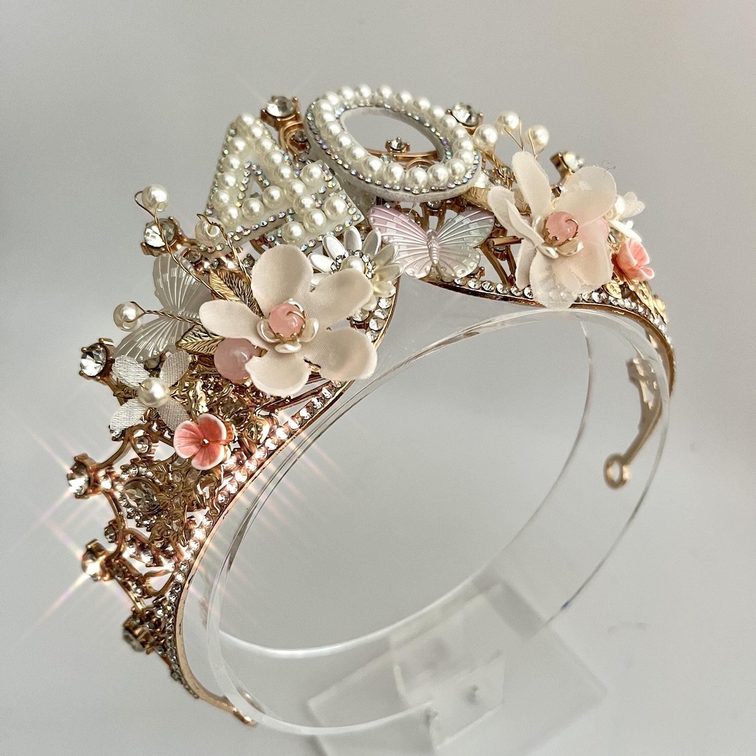 Gold 18th 20th 21st 30th 40th 50th Birthday Tiara Crown Flower Ornate ...