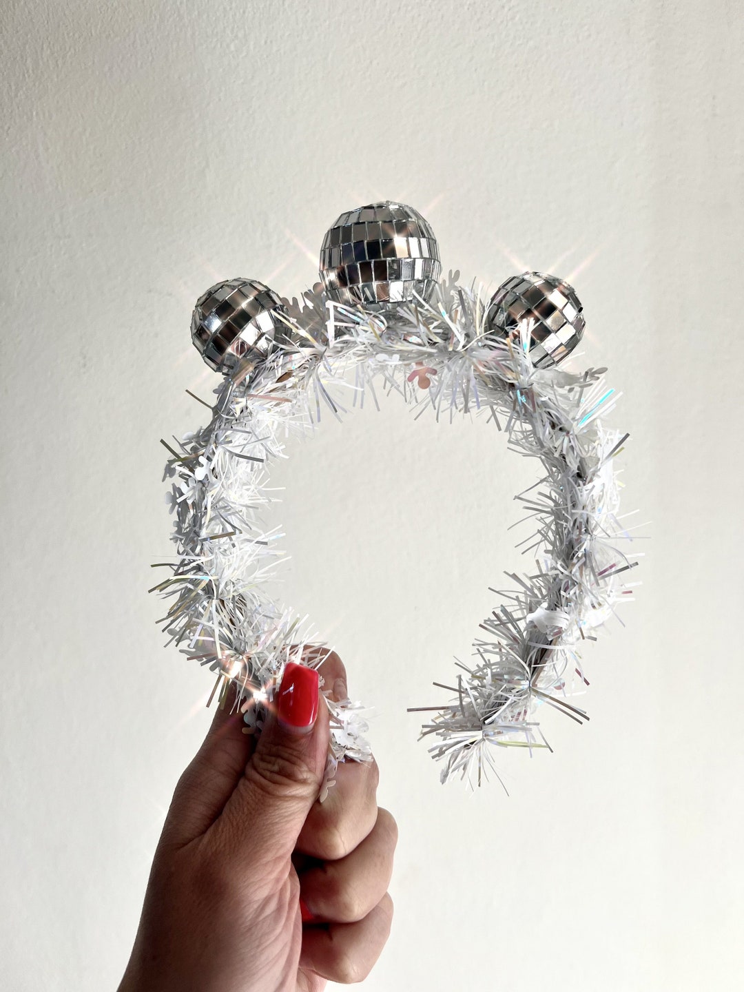 Christmas Tinsel Headband Crown White - Etsy
