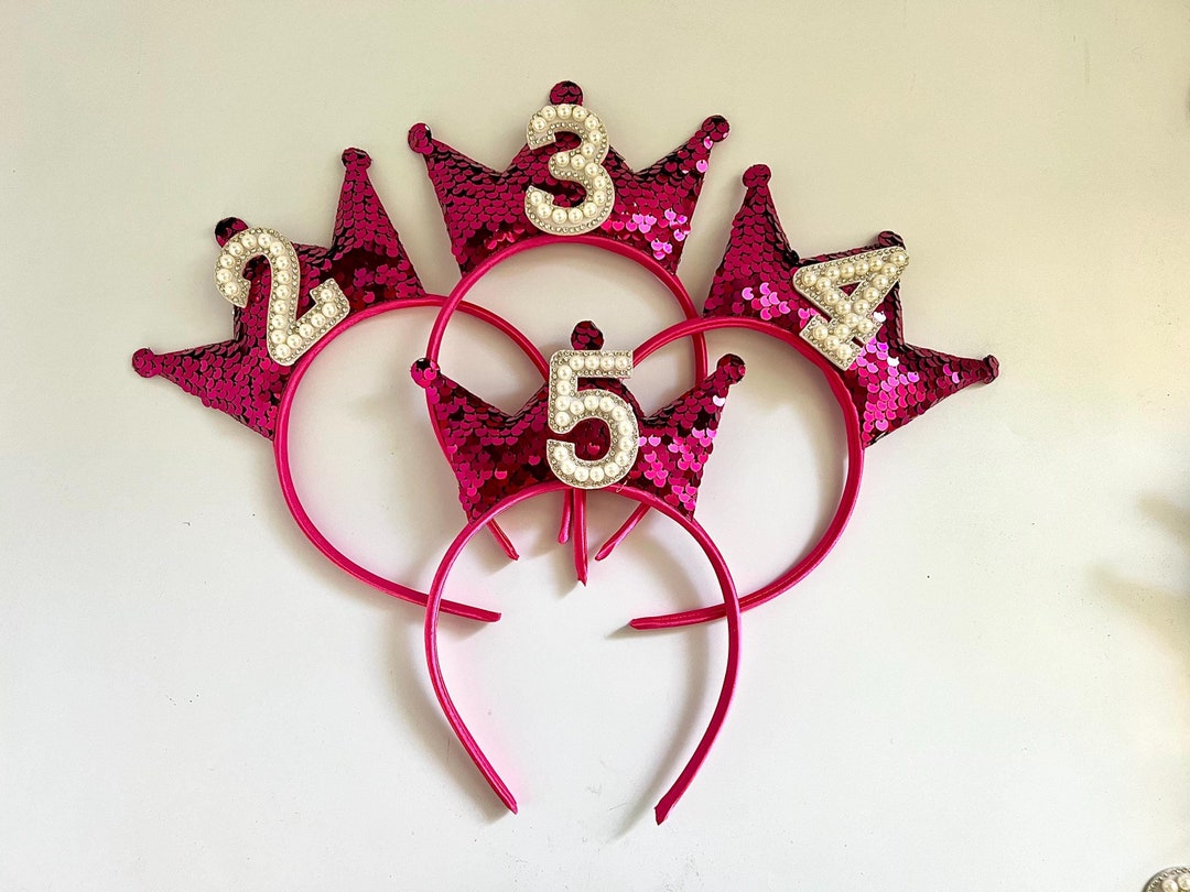 Hot Pink Birthday Girl Party 4th 5th 6th 7th Birthday Crown Alice Band ...