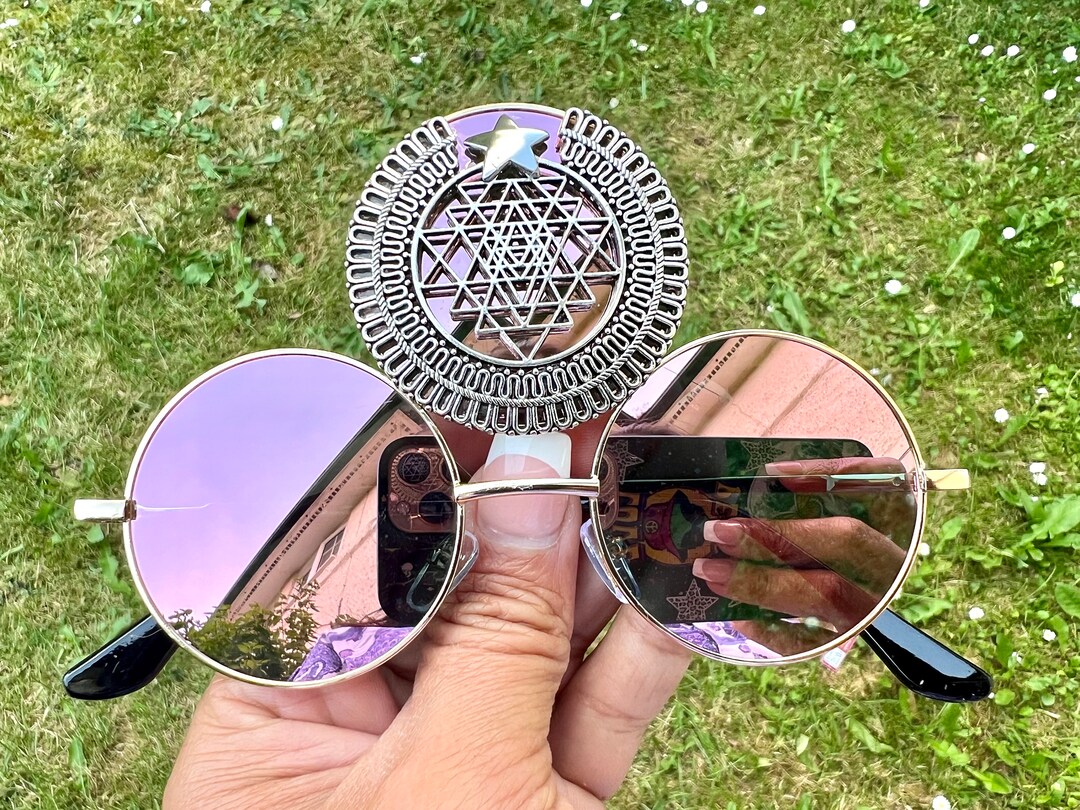 Pink Rose Gold Third Eye Metal Psychedelic Sunglasses - Etsy