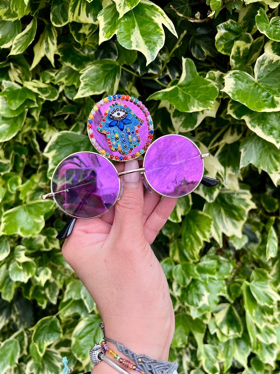 Pink Third Eye Embellished Sunglasses - Etsy