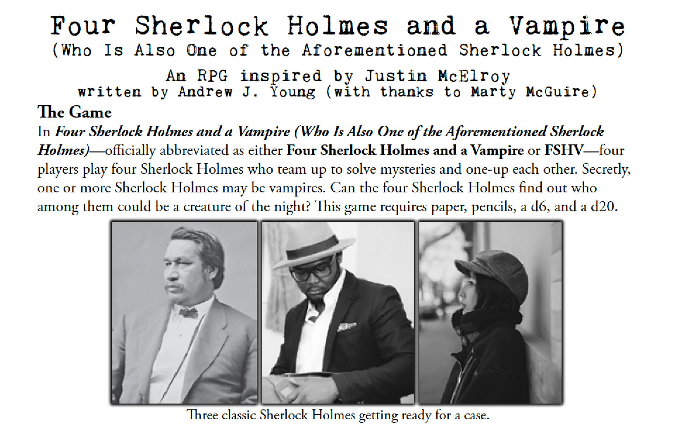 Four Sherlock Holmes and a Vampire RPG (PDF) - Etsy