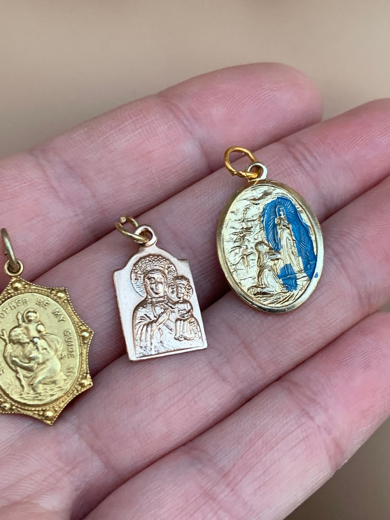 Vintage Religious Saint Medal Pendants Saint Christopher Saint Mary - Etsy