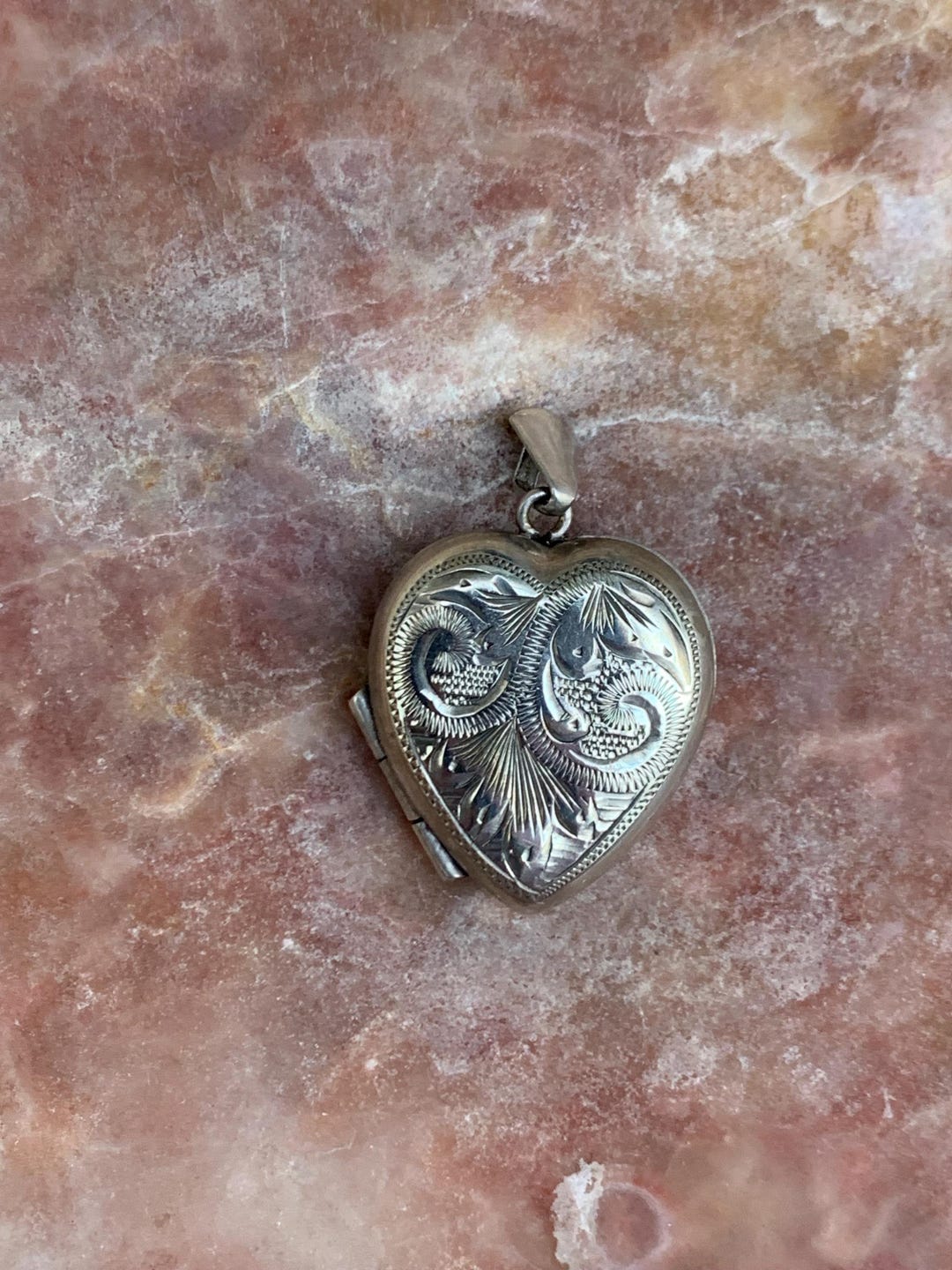 Vintage Antique Sterling Silver Large Heart Engraved Locket - Etsy