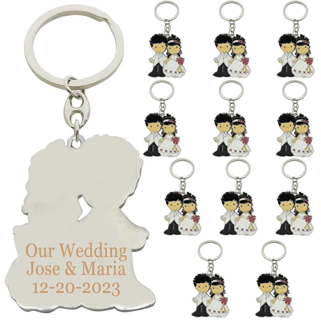 Personalized Wedding Keychain Party Favor (12 PCS) Engraved Metal Key ...