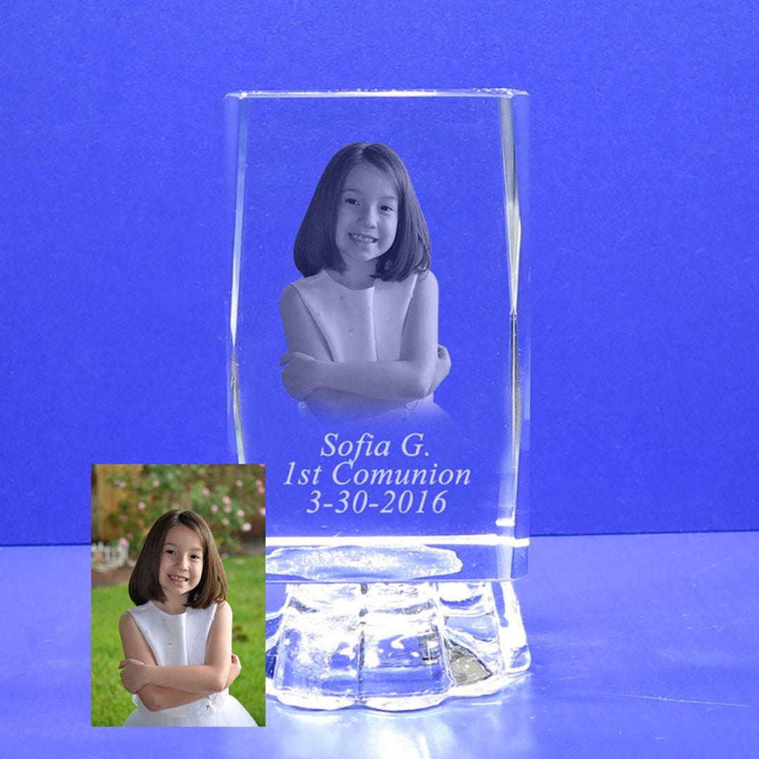 Personalized Photo Laser Engraved Crystal Cube: Baptism, Wedding Favors ...