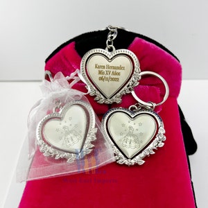Personalized Spinning Quinceañera Keychain Favor (12 PCS) - Engraved ...