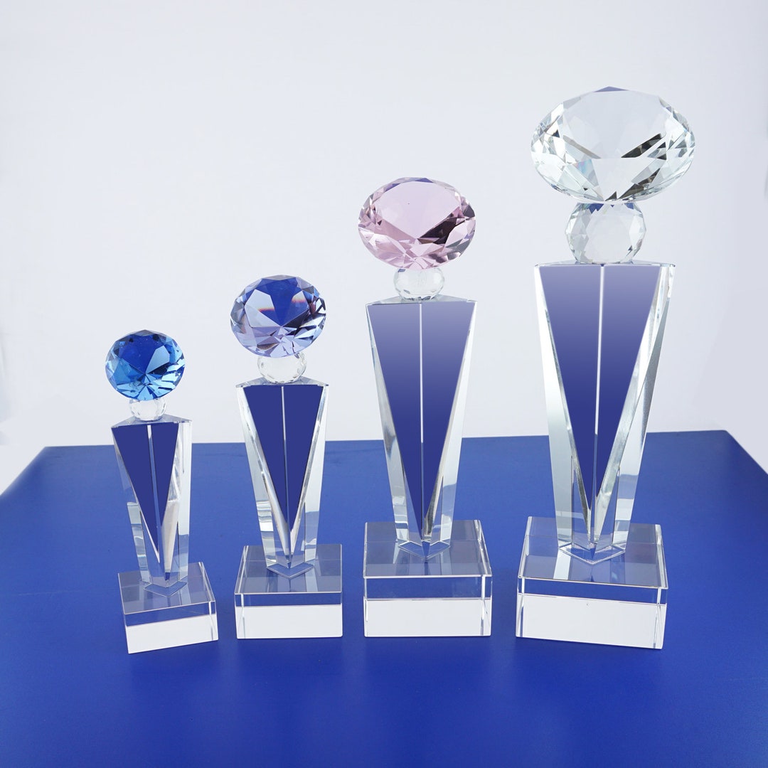 Crystal Glass Diamond Trophy Awards Recognition Achievement Reality ...