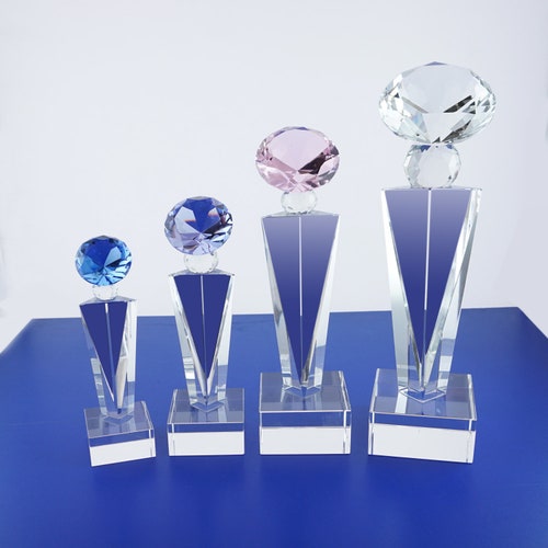 Crystal Glass Diamond Trophy Awards Recognition Achievement - Etsy