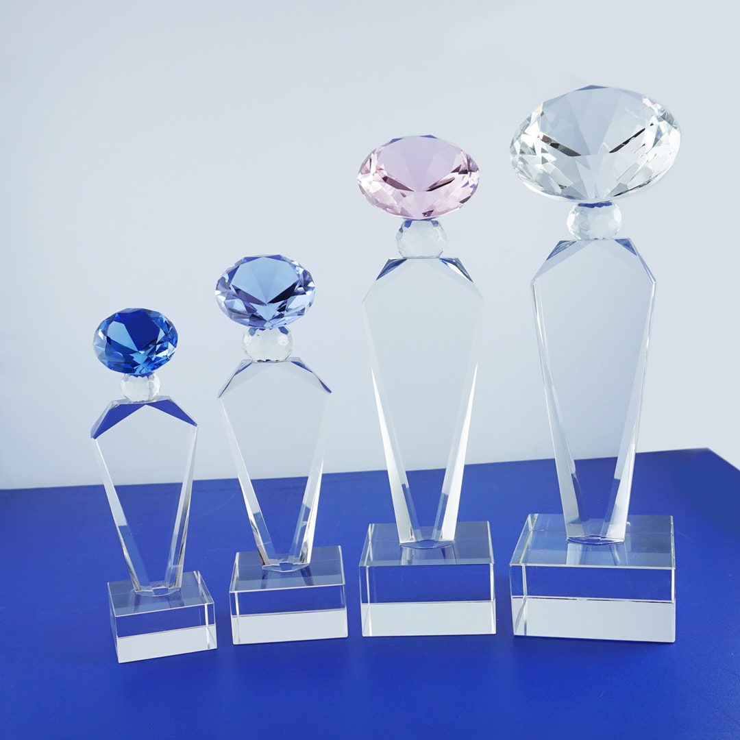 Crystal Glass Diamond Trophy Awards Recognition Achievement Reality ...