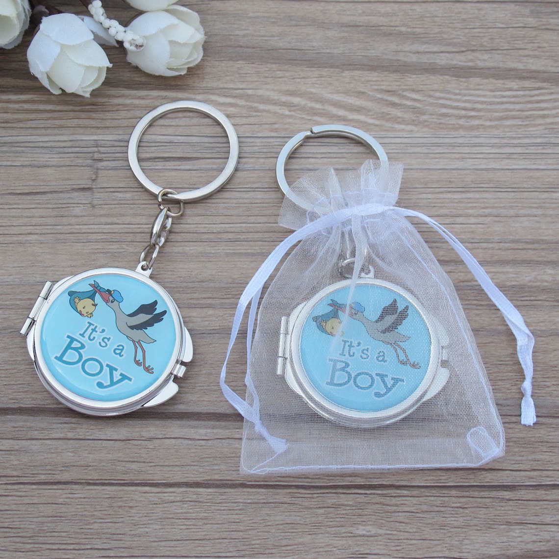 12 PCS Personalized Baby Shower Blue Boy Mirror Keychain - Etsy