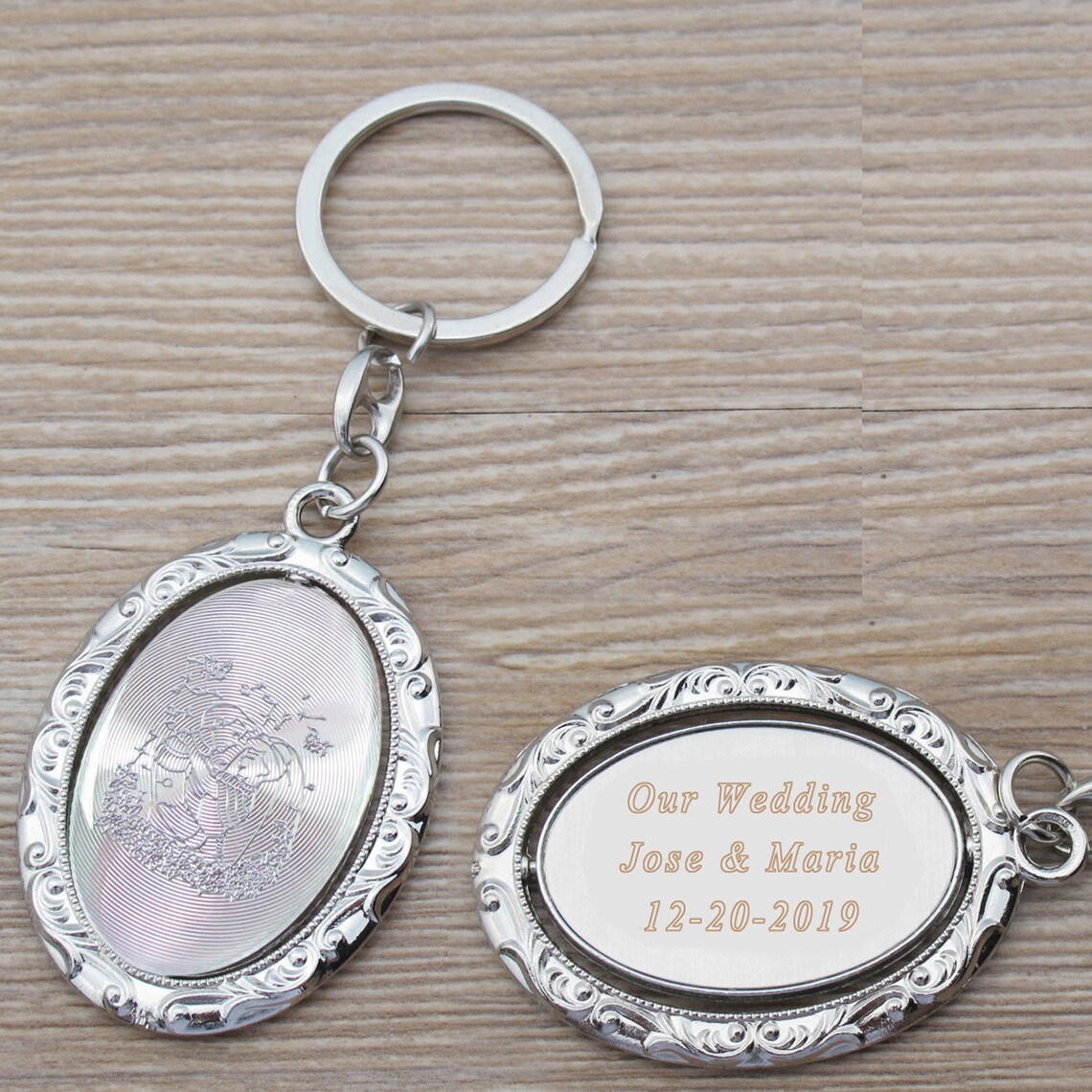 Personalized Spinning Wedding Keychain Favor 12 PCS Engraved | Etsy