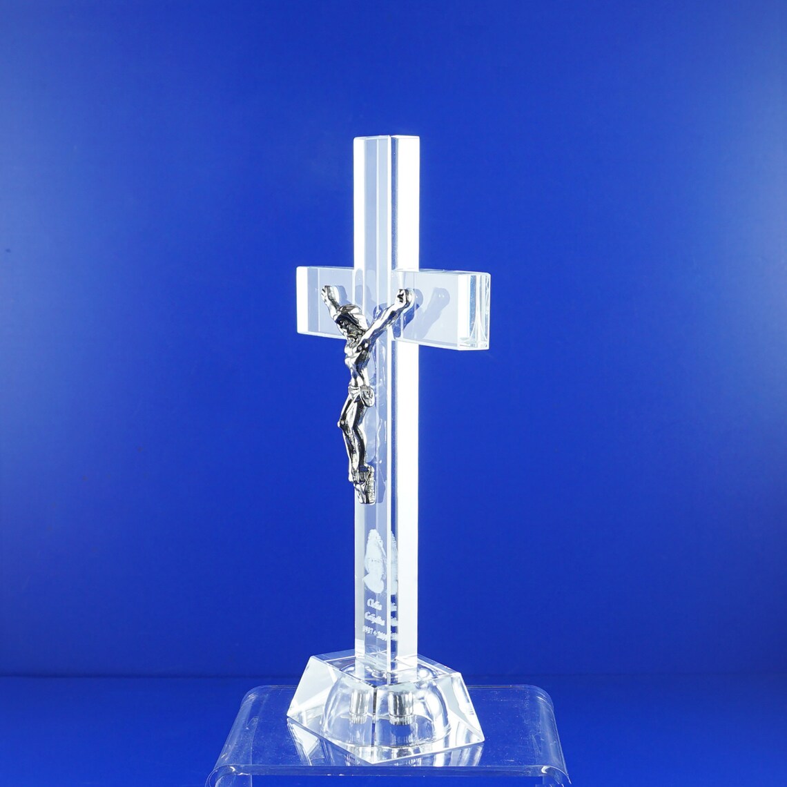 Crucifixion of Christ Crystal Glass Cross Decor for Rest in Peace RIP ...