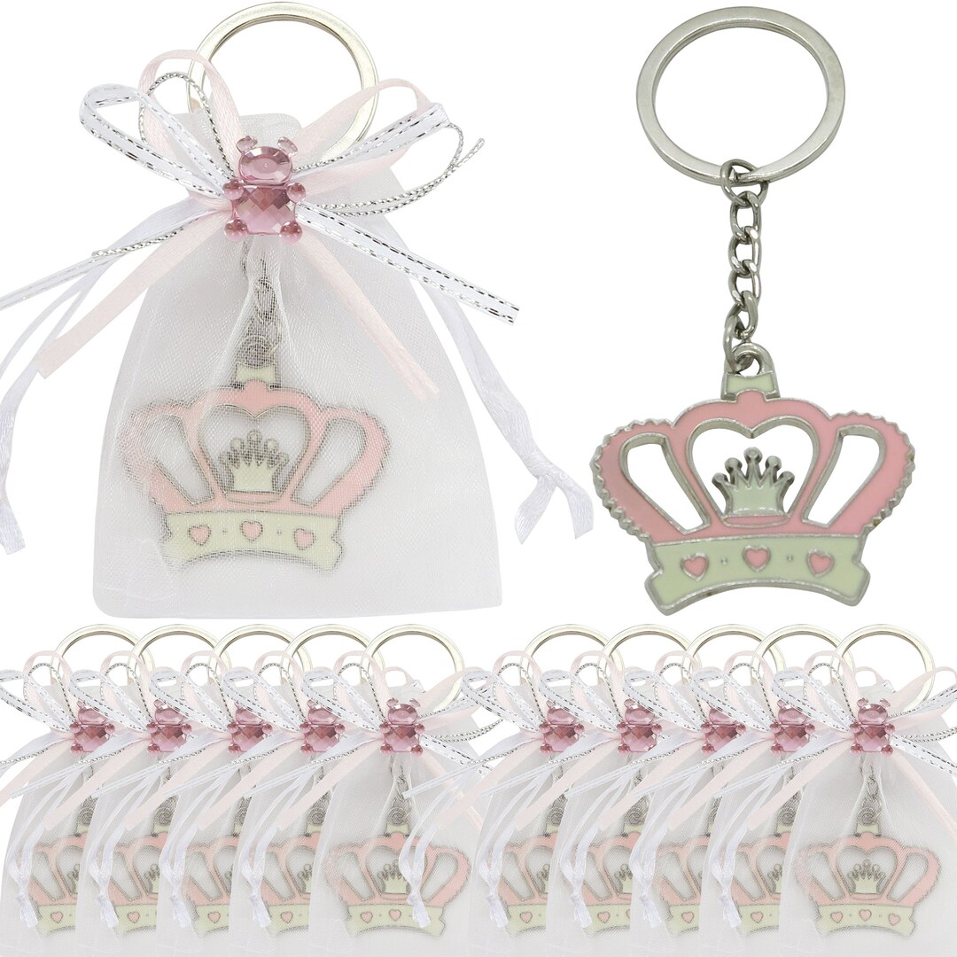 12 PCS Baby Shower Favors Girl Pink Keychains With Decorated Gift Bags ...