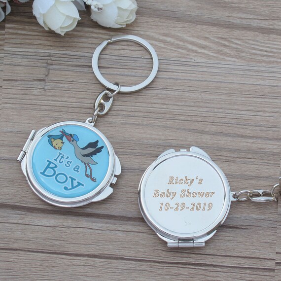 12 PCS Personalized Baby Shower Blue Boy Mirror Keychain | Etsy