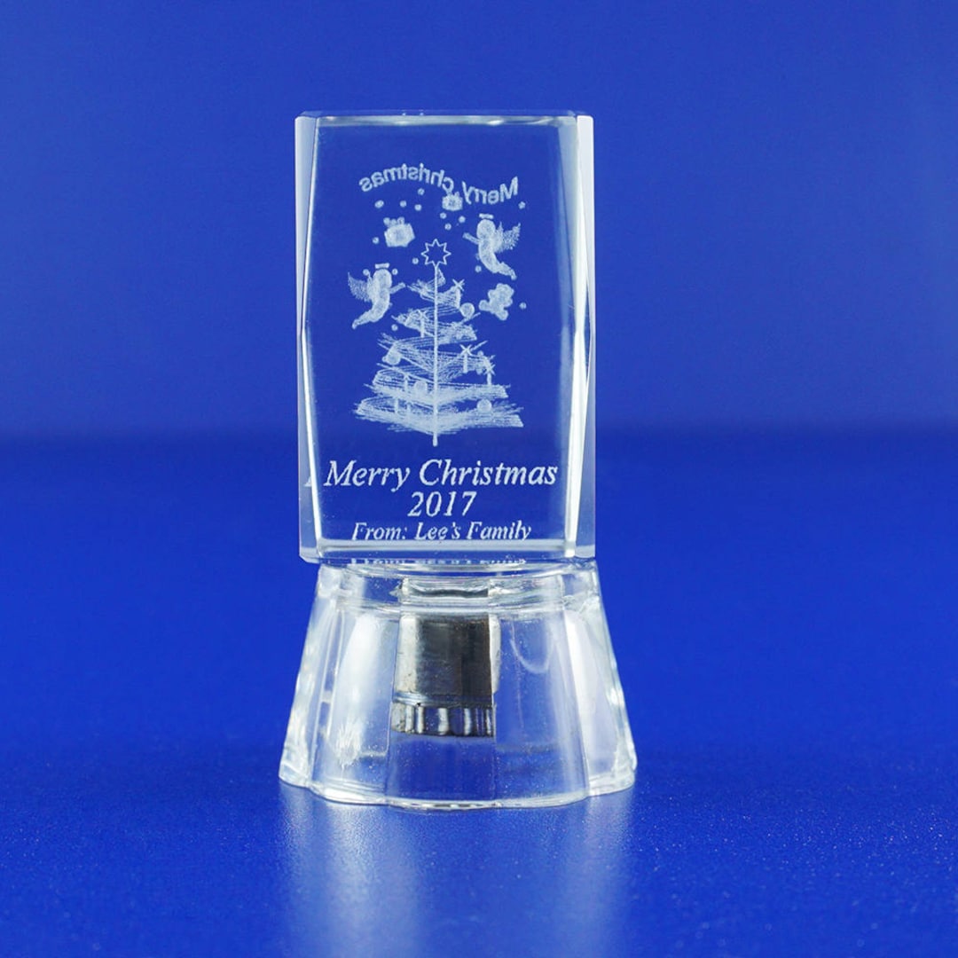 3D Christmas Tree Crystal Cube (12 PCS) Lighted Personalized Custom ...