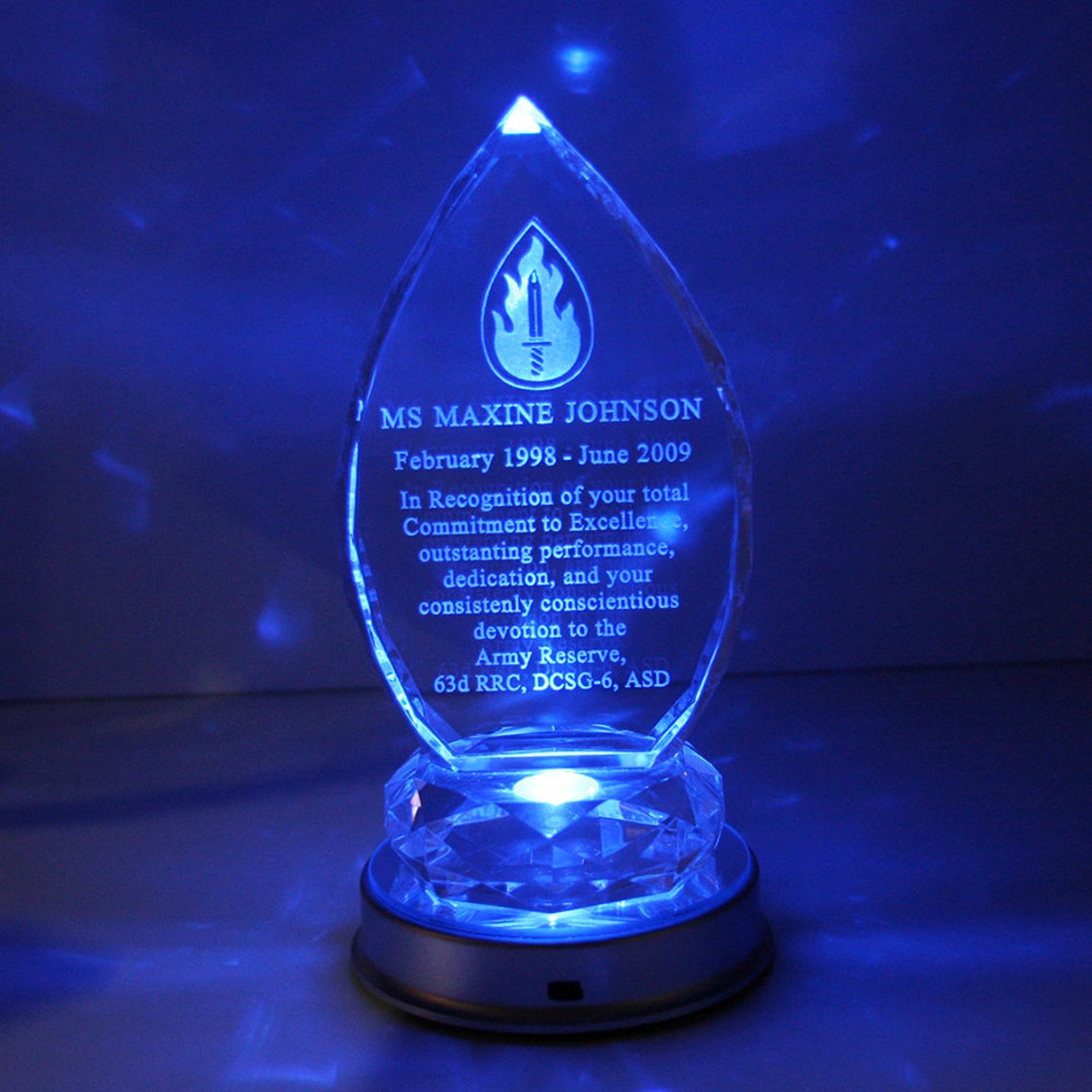 Illuminated Mirror Top Display Base for Crystal Plaque and Light up ...