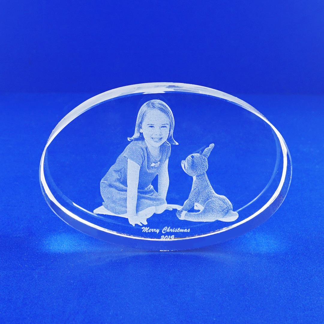 Engraved Crystal Paperweight: Personalized Photo Gift, Company Logo - Etsy