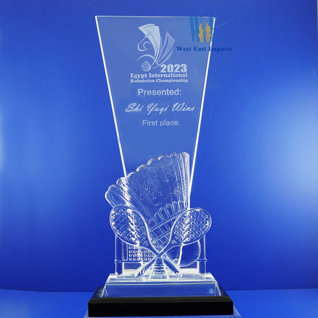 Crystal Badminton Trophy Award Sport Tennis Competition Customization ...