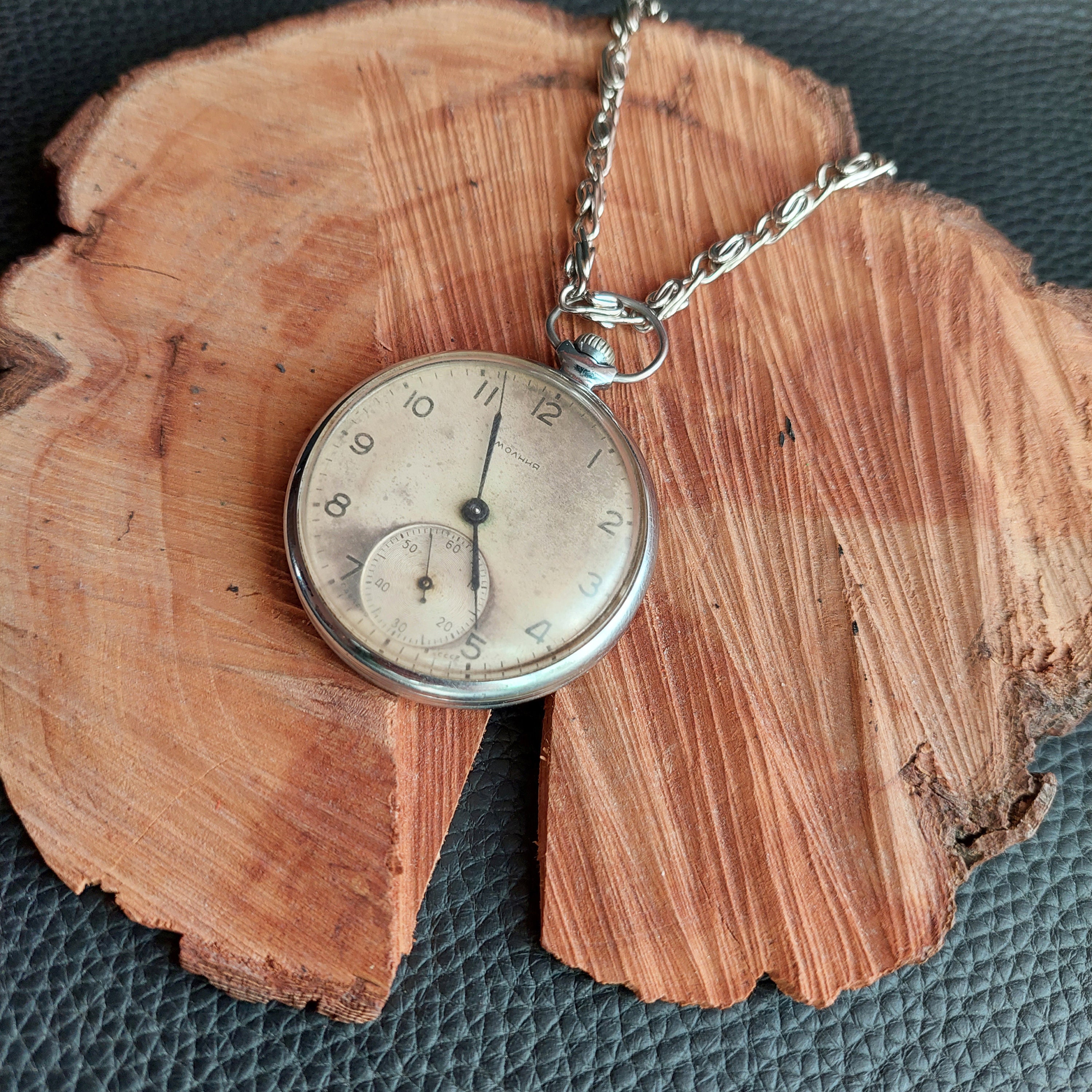 Vintage Molnija Pocket Watch, Lightning-15, USSR Mechanical Watch ...