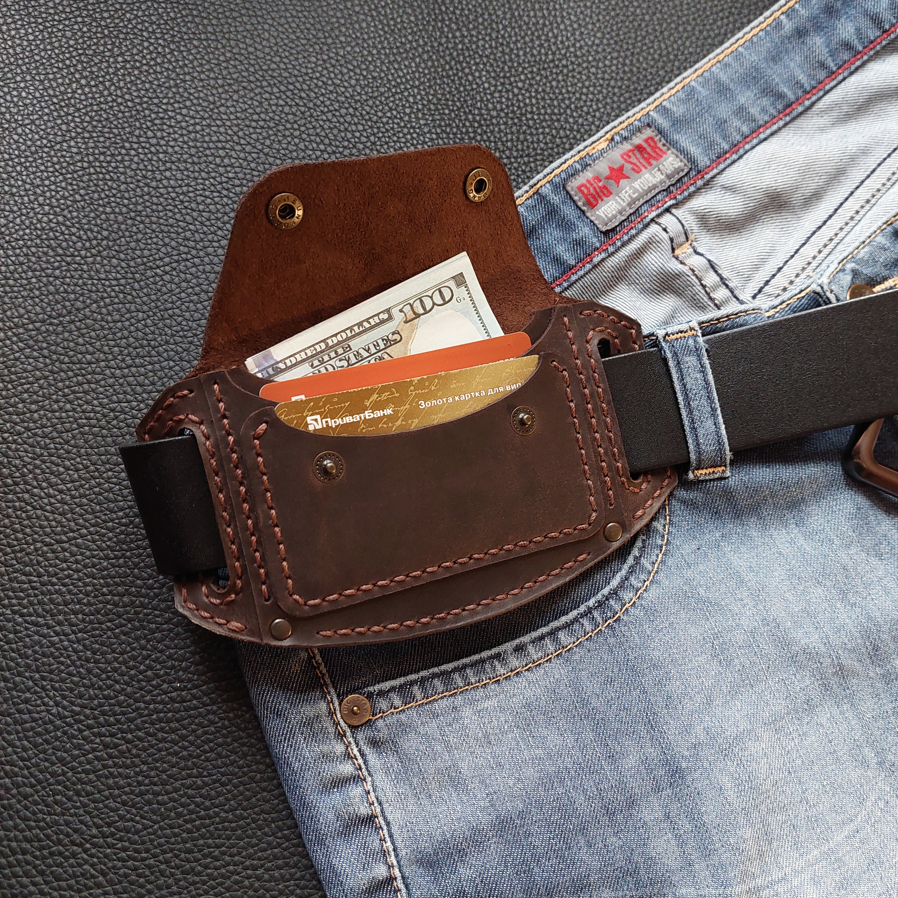 Brown Leather Belt Wallets (all Colors) Wallet on Belt, Birthday Gift ...