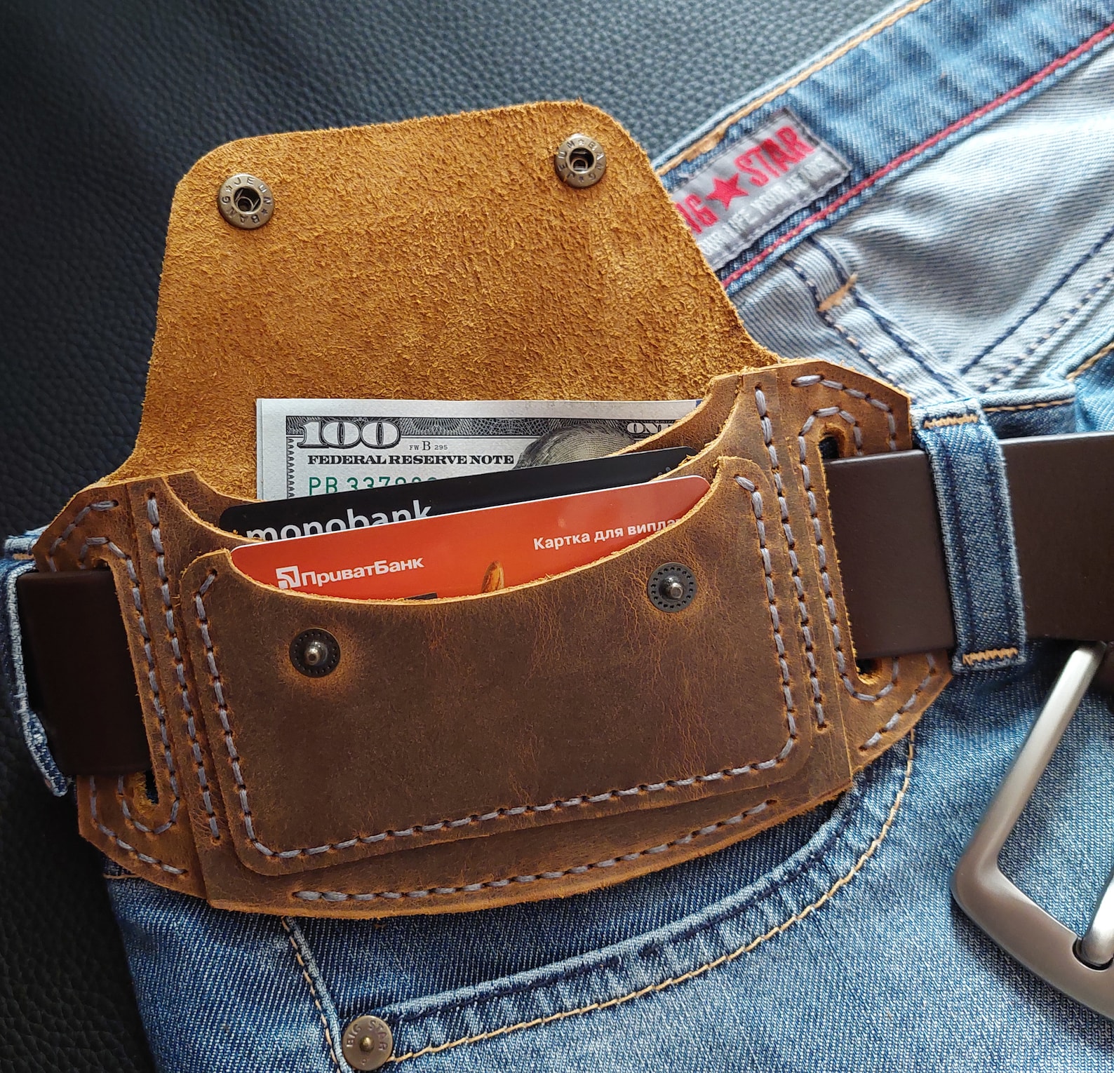 Brown Leather Belt Wallets (all Colors) Wallet on Belt, Birthday Gift ...