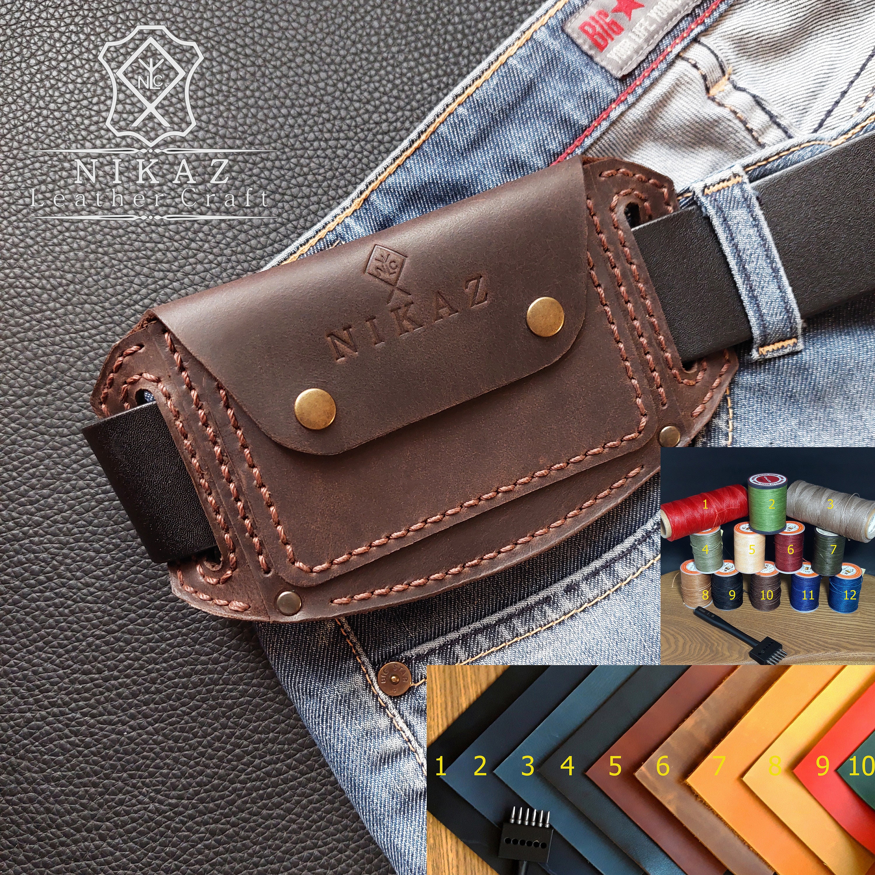 Brown Leather Belt Wallets (all Colors) Wallet on Belt, Birthday Gift ...