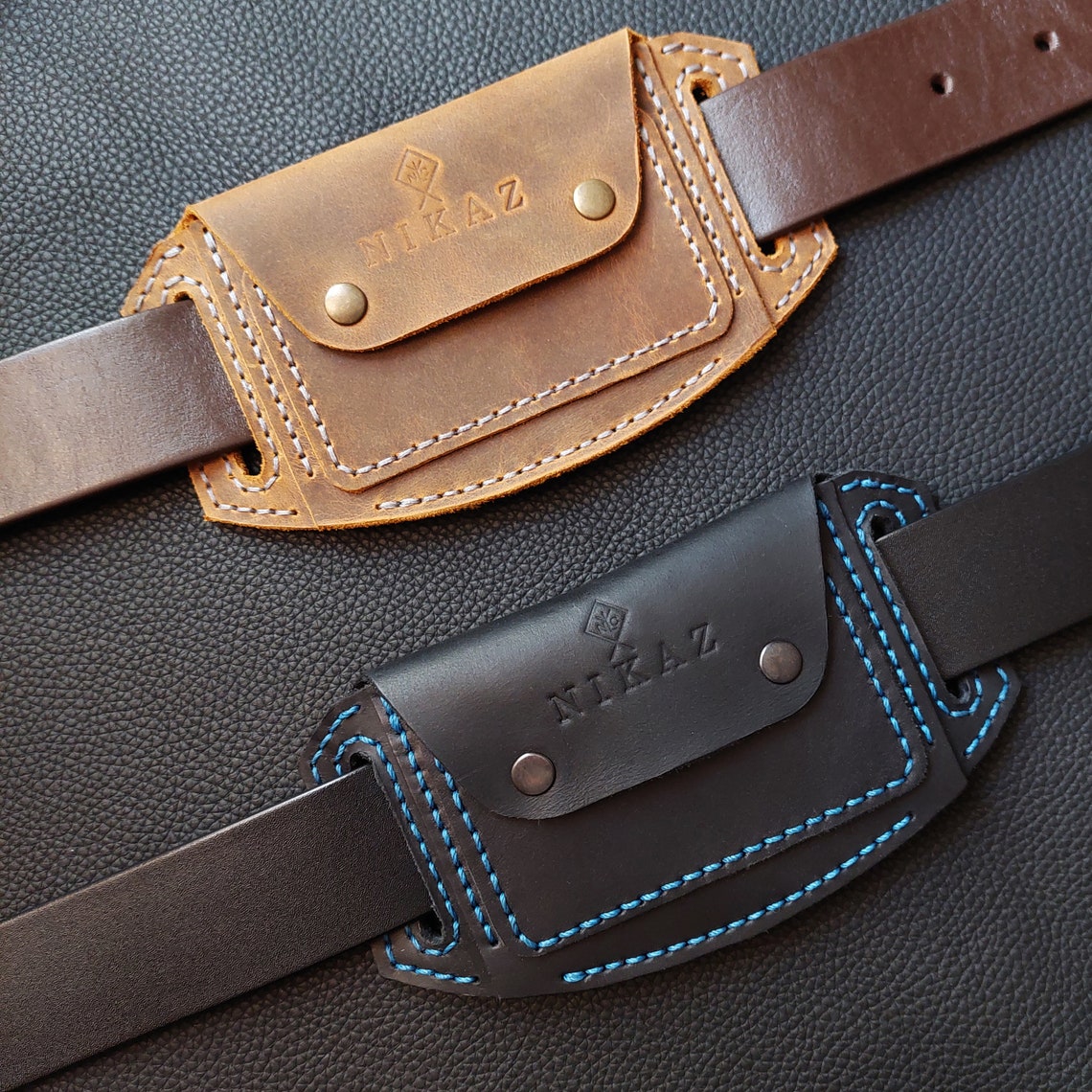 Brown Leather Belt Wallets (all Colors) Wallet on Belt, Birthday Gift ...