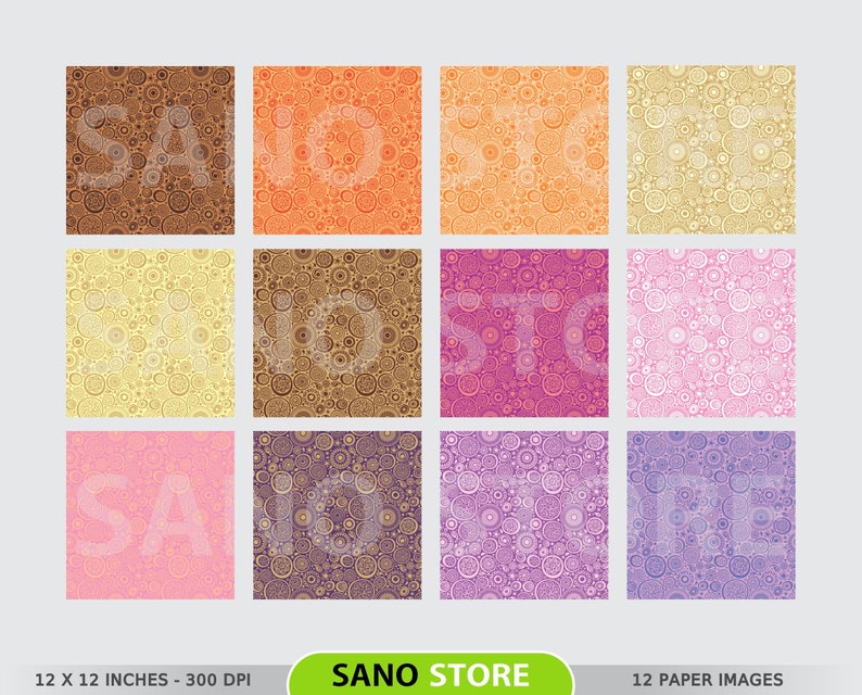 Ornaments, Decor, Scrapbook, Digital, Abstract, Flowers, Paper Pack ...