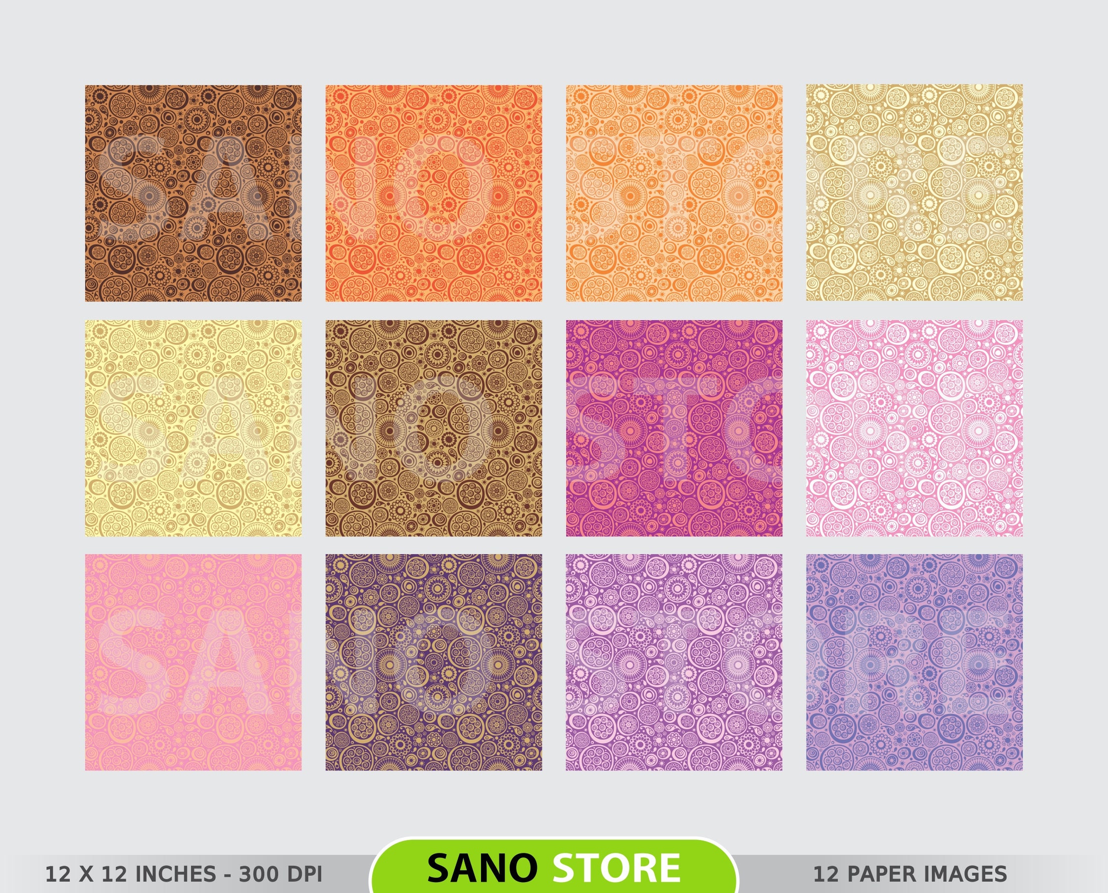 Ornaments, Decor, Scrapbook, Digital, Abstract, Flowers, Paper Pack ...