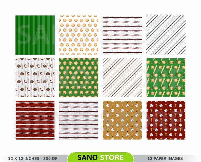 Baseball Digital Paper, Game Day Digital Paper, Baseball Player ...