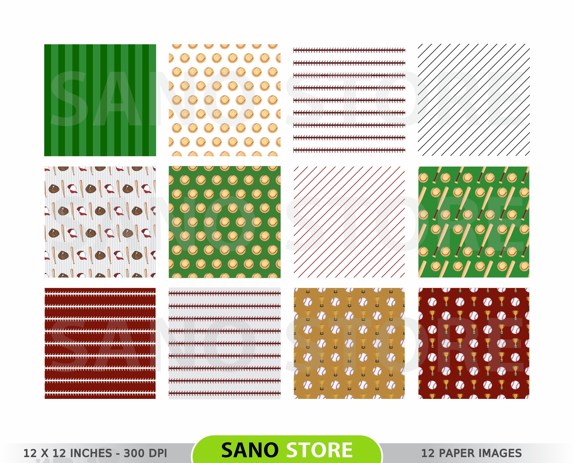 Baseball Digital Paper, Game Day Digital Paper, Baseball Player ...