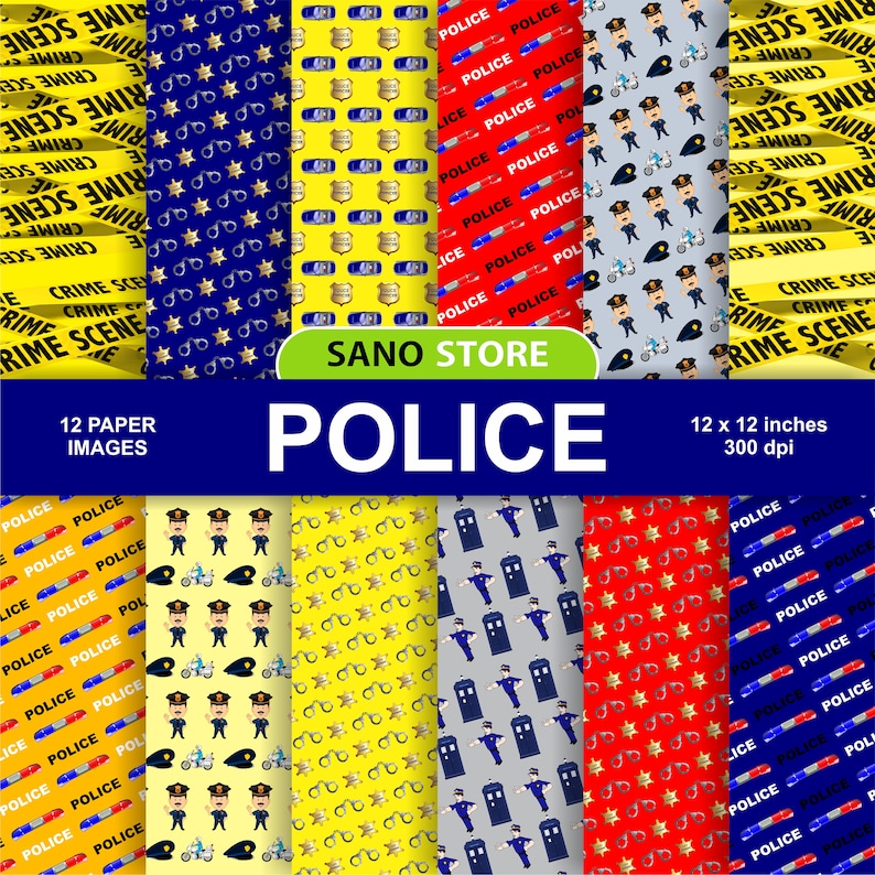 Police Fingerprint Scrapbook Digital Paper Pack Craft Printable ...